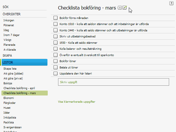 Smarta listrubriker i SaveYourDay gör att du slipper sätta slutdatum på ...